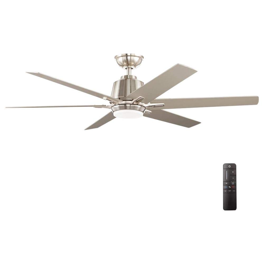 Home Decorators Collection Kensgrove 54 in. Integrated LED Indoor Brushed Nickel Ceiling Fan with Light Kit and Remote Control