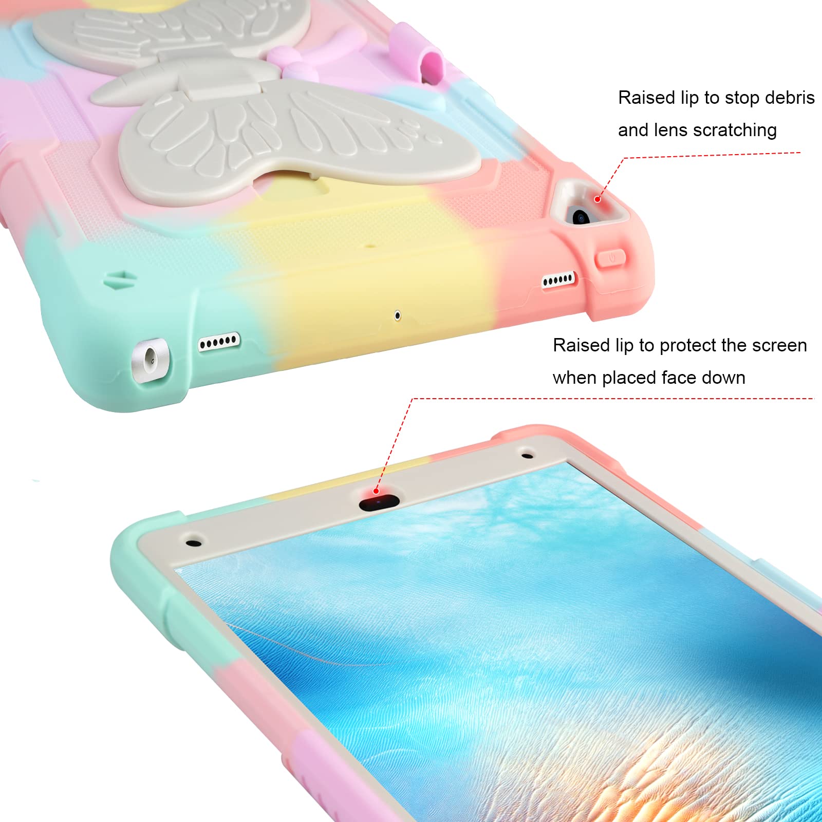 VOFUOE for iPad 9.7 Case 2018 for iPad 6th Generation Cases Butterfly Kickstand Pencil Holder, for iPad 5th Gen 2017 Case 2 in 1 Heavy Duty Rugged Cover for Kids Girls, Pink