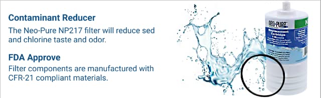 Neo-Pure NP217 Water Filter Compatible With Aqua-Pure™ AP217 / AP200 Filters, including Carbon Replacement Cartridges and Replacement Square cut O-rings. (12pack)