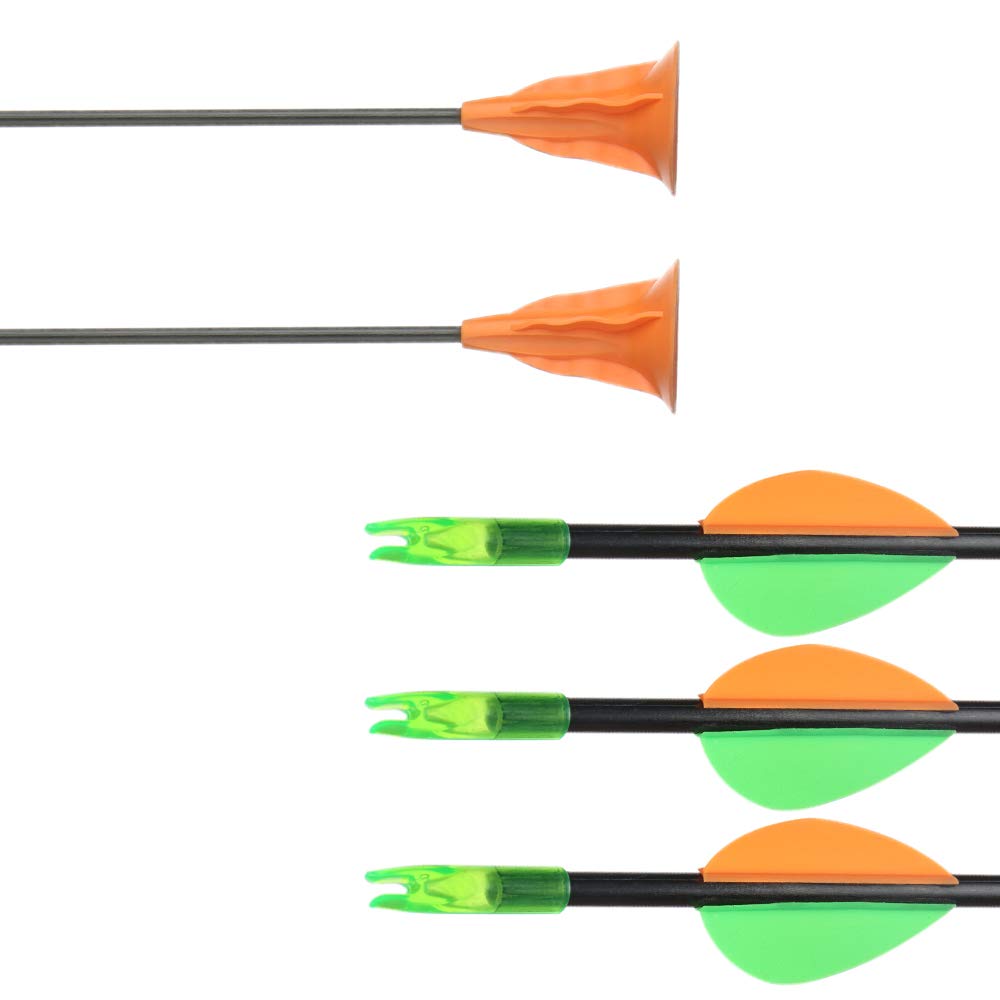 Huntingdoor Archery Suction Cup Arrows Fiberglass Fletched Vanes with Safe Fixed Suction Cup for Kids Youth Beginner for Target Practice Game 6 Pack