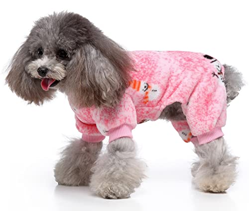 XIAOYU Christmas Pet Clothes Snowflake Pattern Warm Dog Pajamas Cat Jumpsuits Puppy Apparel, Pink, M