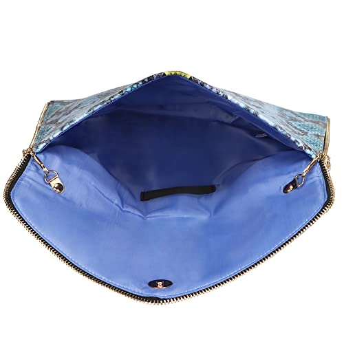 kencome Clutch Purses For Women Crossbody Shoulder Bag Animal Pattern PU (Klein Blue)