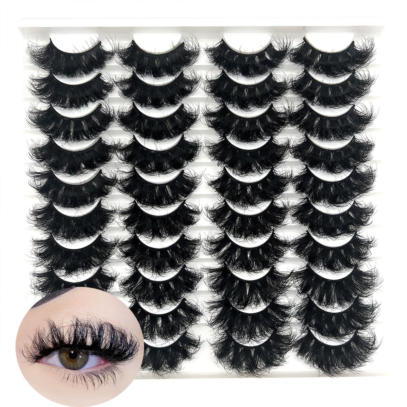 IFSOWDRA Dramatic Lashes Mink 8D Volume Curly Fake Lashes Wispy Full 20mm/25mm Mink Lashes Long 20 Pairs False Eyelashes D Curl Strip Lashes Pack