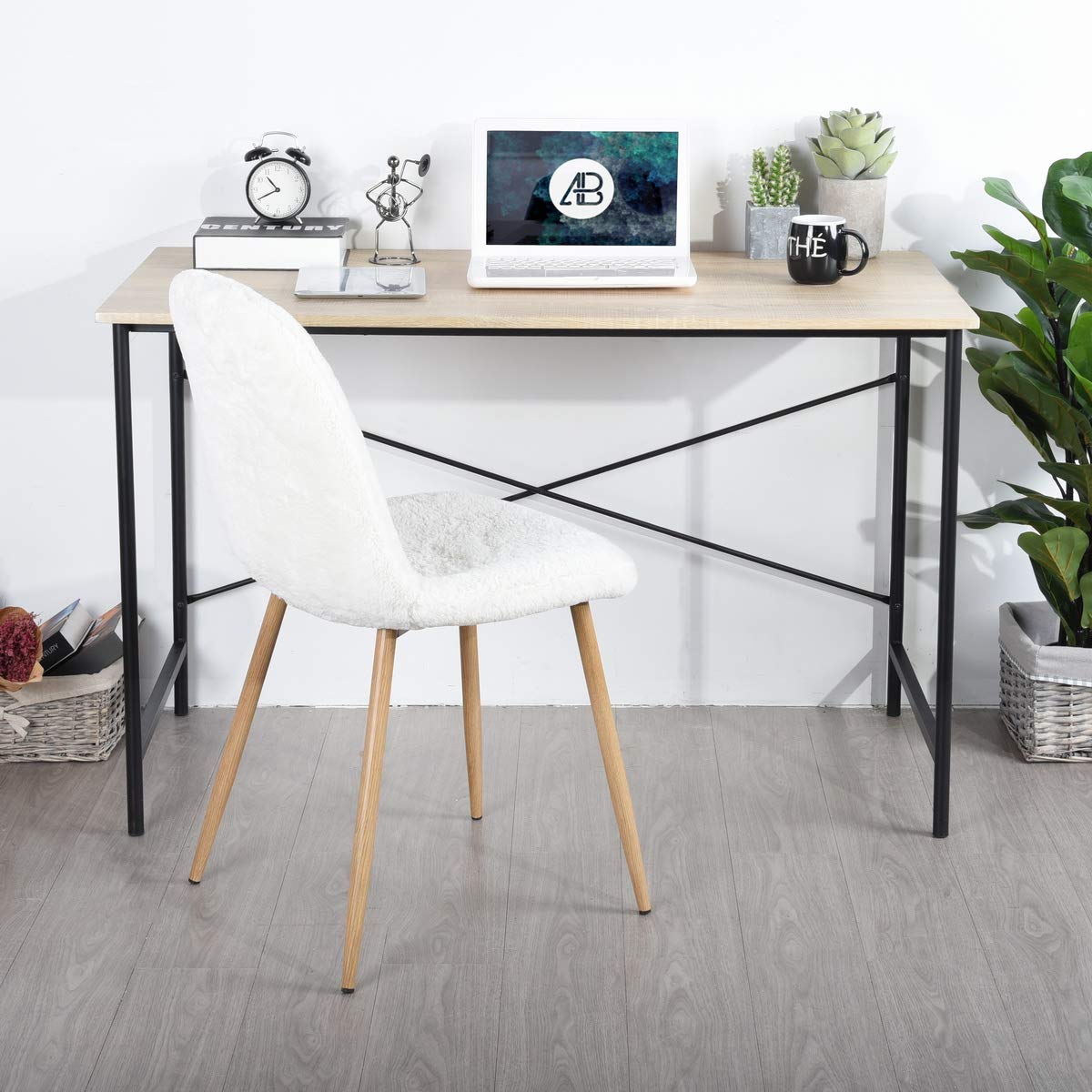 FURNITURE-R France Computer Desk Home Office Table Workstation Writing Table Oak