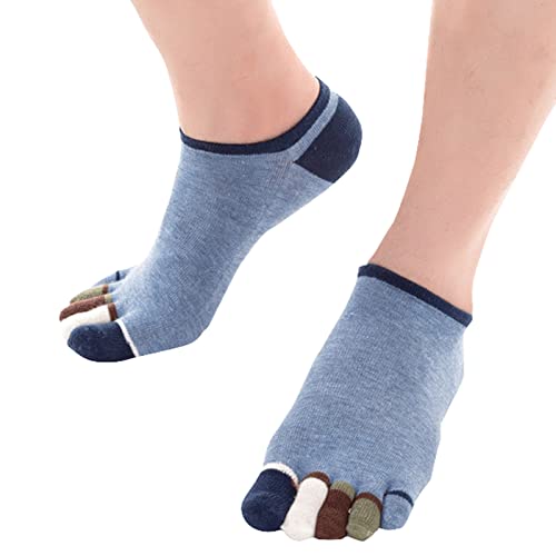 Men 5 Toe Colorful Yoga Sport Non Slip Soft Breathable Massage Toe Socks 3 Pairs Work Shoe Socks