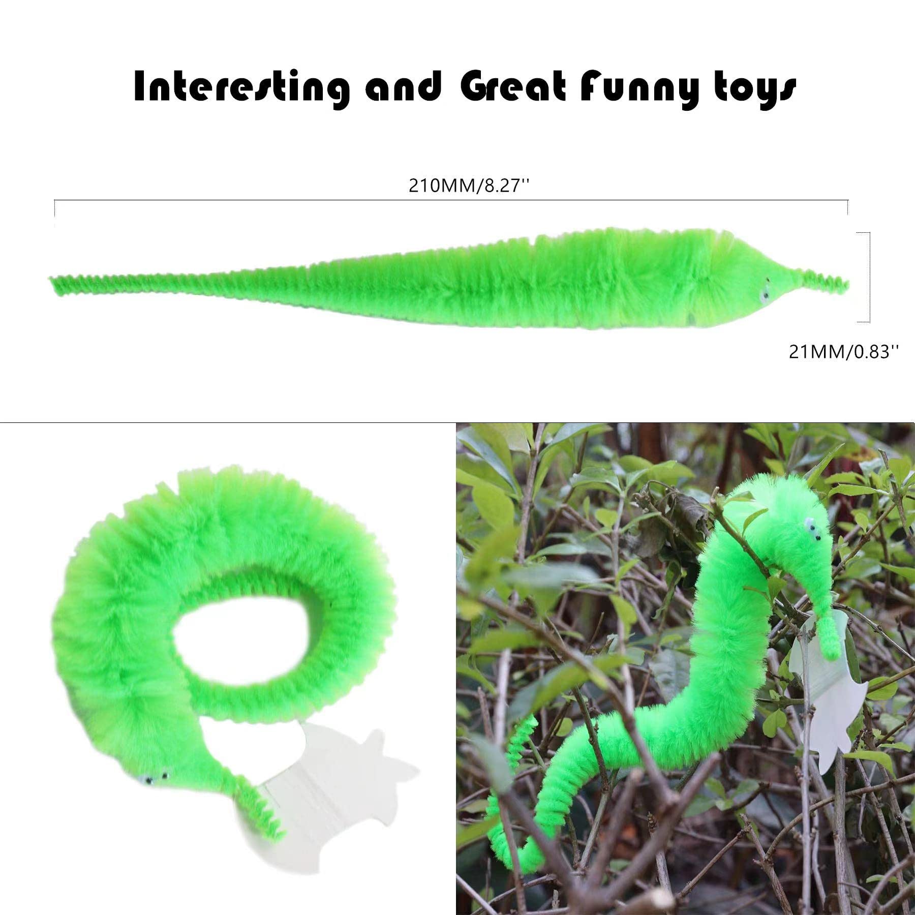 Zalmoxe 12 Pcs Fuzzy Worms on with a Invisible String Carnival Party Favors for Kids Birthday (12 Colors)