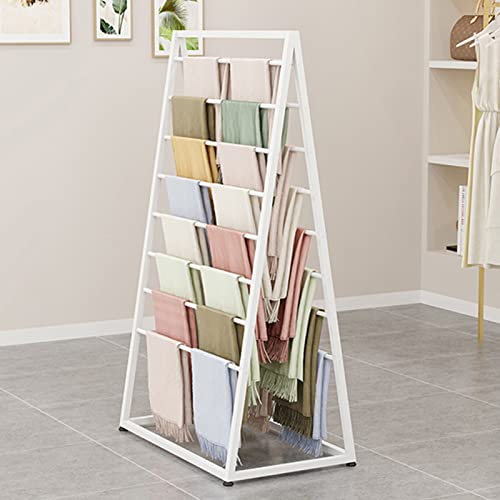 Space Saving Scarf Organizer Rack Hijab Display Hanger, Metal Floor Standing Pants Hanger 60cm/80cm/100cm/120cm Wide (Color : White, Size : Wide 120cm/47inch)