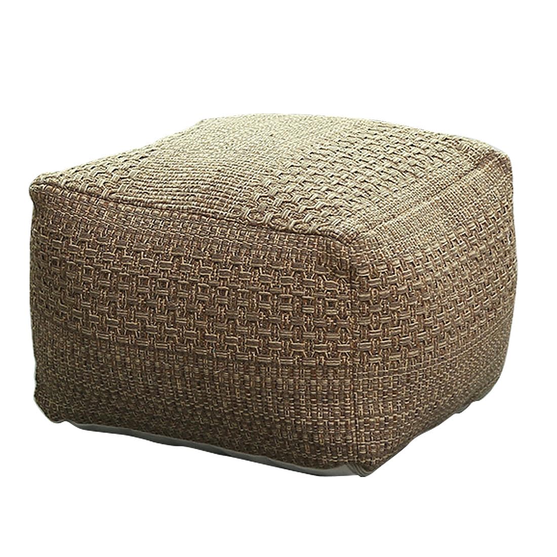 HEGZA Square Pouf Ottoman Cover, Soft Knitted Cotton Linen Cube Bean Bag Chair, Decorative Footrest, Casual Footstool, Storage Solution for Bedroom Living Room Brown