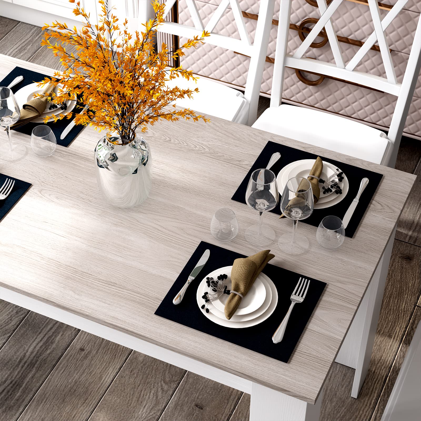 Giantex Wooden Dining Table, Modern Kitchen Table for 4, Rectangular Dinner Table for Kitchen, Dining Room, Living Room, Home Dinette Furniture, 47" L x 28" W x 30" H, (White & Light Gray)