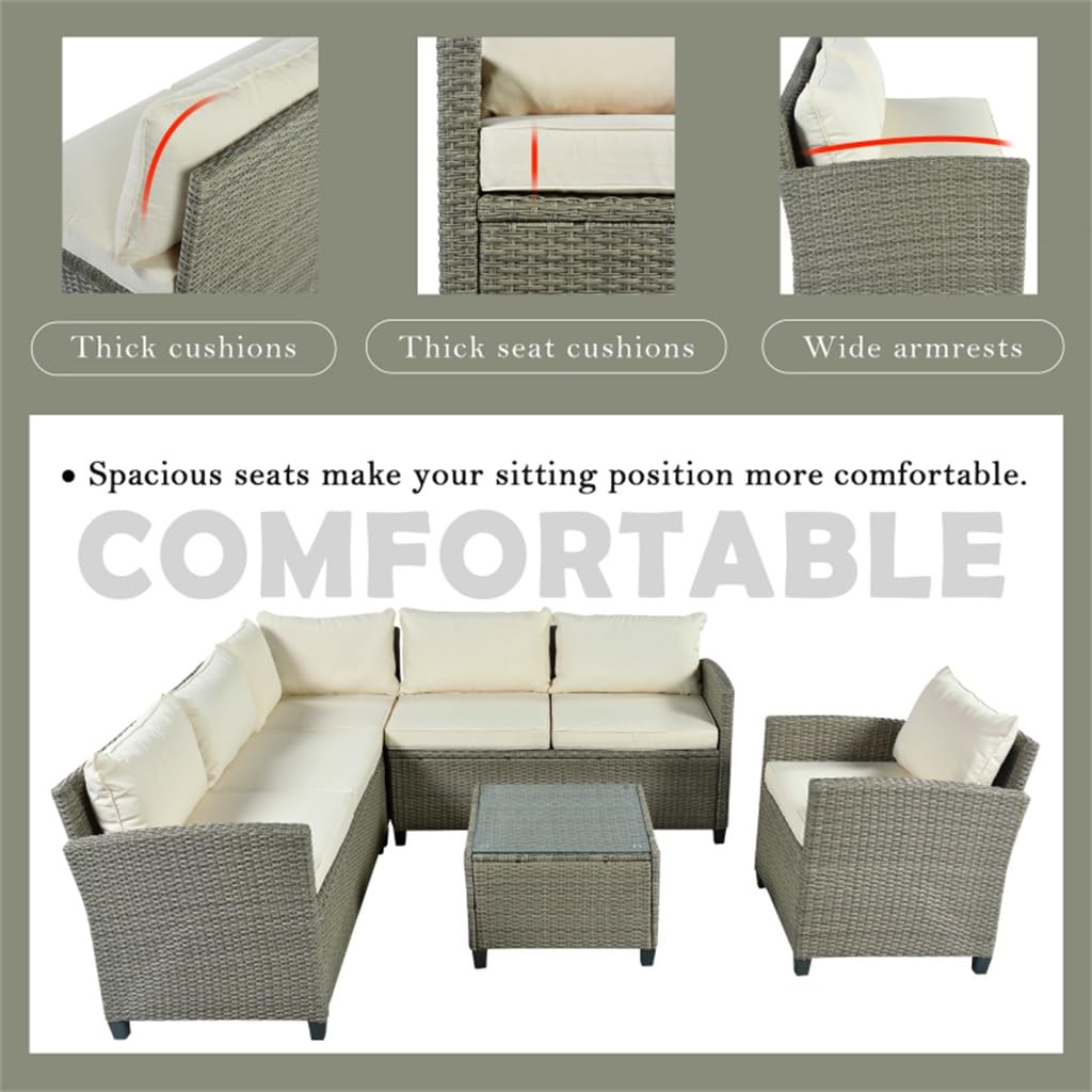 Generic Patio Furniture Set, 5 Piece Outdoor Conversation Set,with Coffee Table, Cushions and Single Chair (Color : E, Size : As Shown)