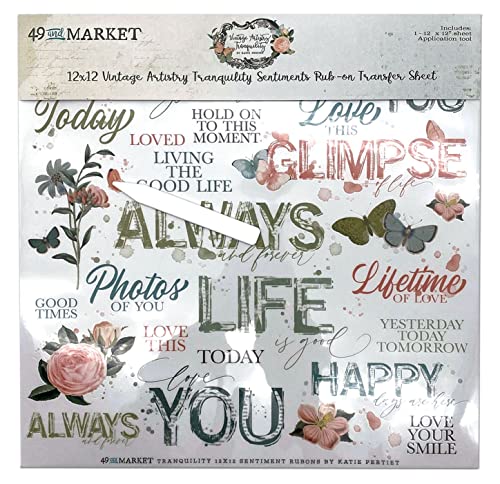 Vintage Artistry Tranquility Sentiments Rub-on Transfer Sheet - 49 and Market