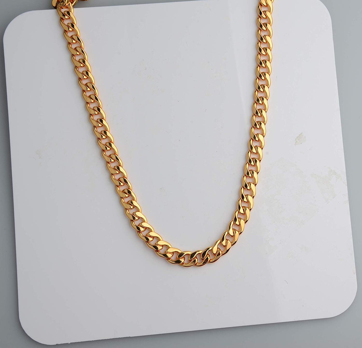 Gold Chain, 24" Gold Necklace, Fake Gold Chain for Men, Feel Real Solid 18k Gold Plated Fake Chain Necklace 24 Inch 10MM