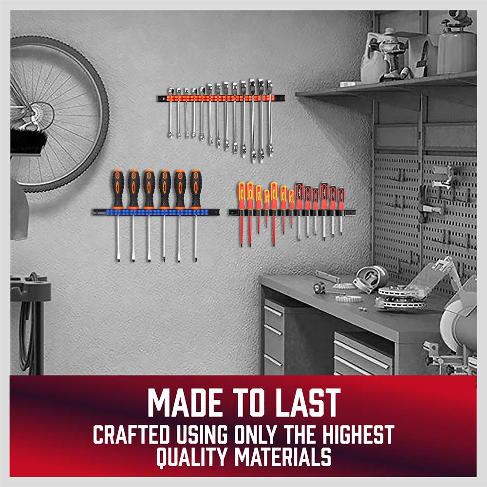 HORUSDY 4-Piece Screwdriver Organizer and Wrench Organizer, Hand Tool Holder with Clips