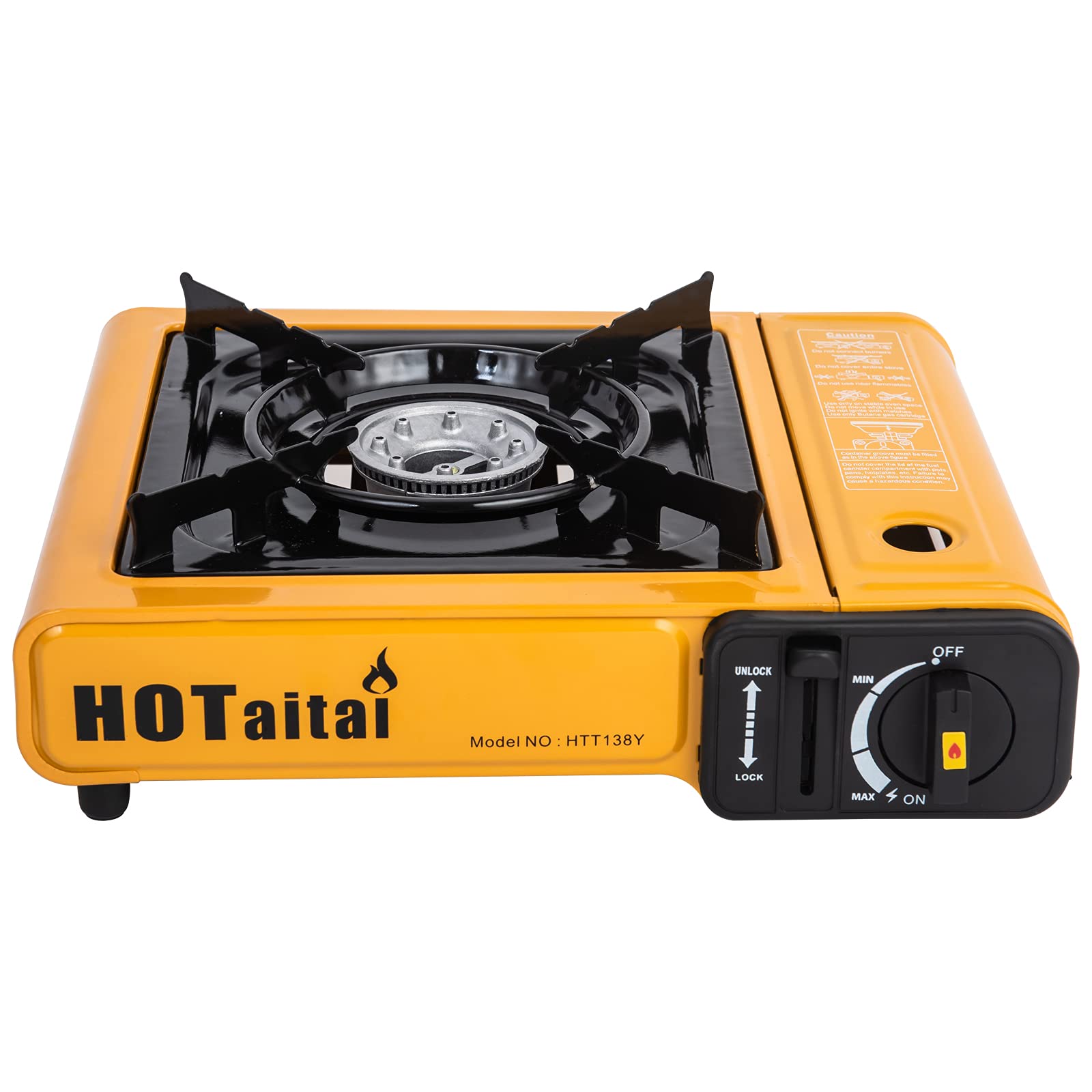 HOTaitai Portable Butane Stove with Wind Guard and Carrying Case, Single Burner Gas Stove Sutiable for Camping Emergency Preparedness