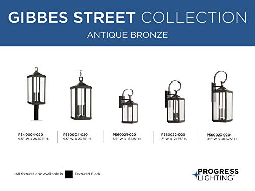 Gibbes Street Collection 2-Light Clear Beveled Glass New Traditional Outdoor Medium Wall Lantern Light Antique Bronze