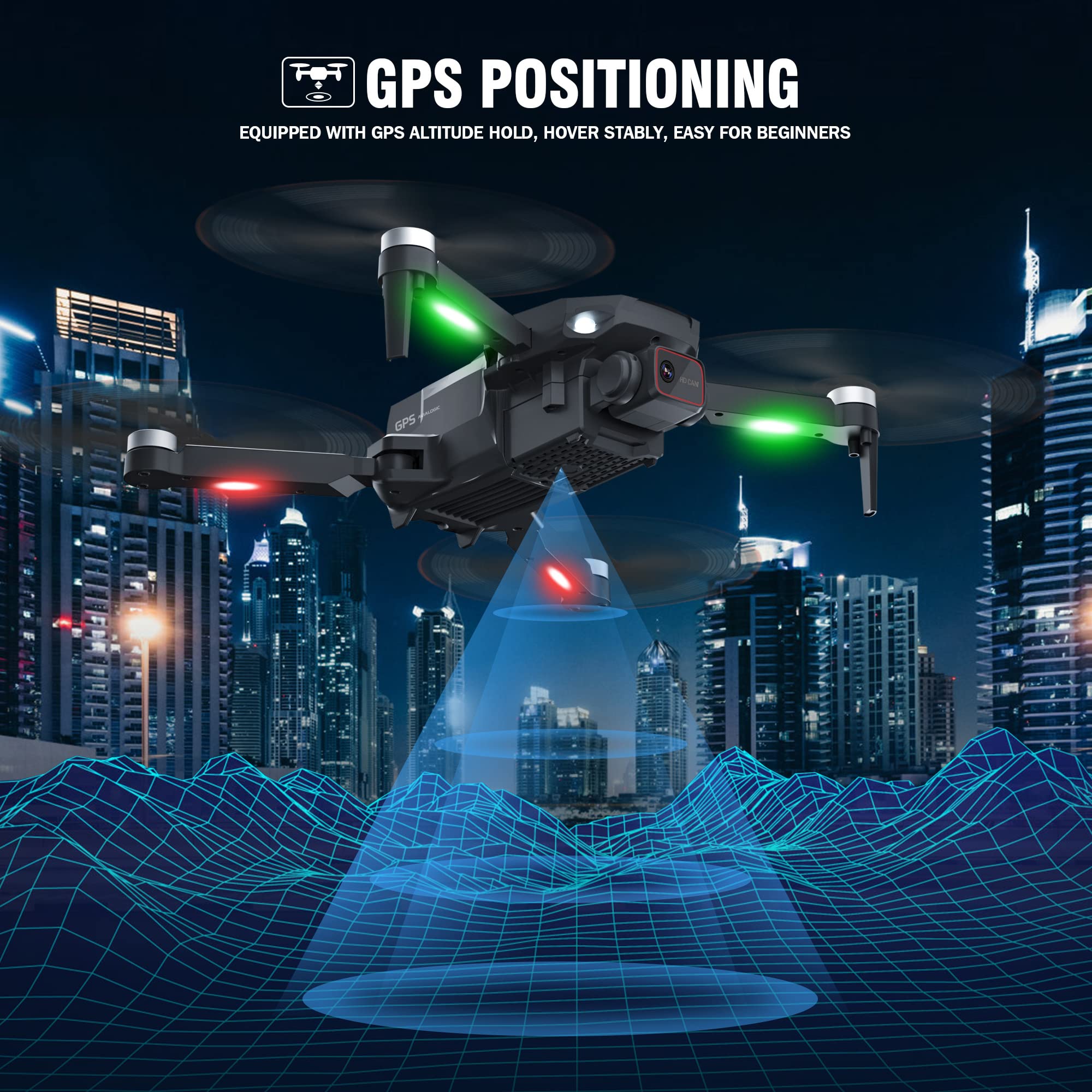GPS Drones with FPV Camera for Adults 4K FPV,Foldable Video Drone with GPS Return,Follow Me,Brushless Motor,Altitude Hold and 55 Mins Long Flight Time, GPS RC Quadcopter for Beginners
