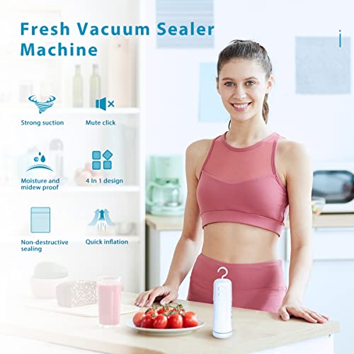 Handheld Vacuum Sealer, Cheweetty 3 In 1 Mini Bag Sealer Heat Seal with Cutter/Electric Ball Pump with Needle and Nozzle for Football Basketball Balloon/Portable Hand Vacuum Machine for Food Saver