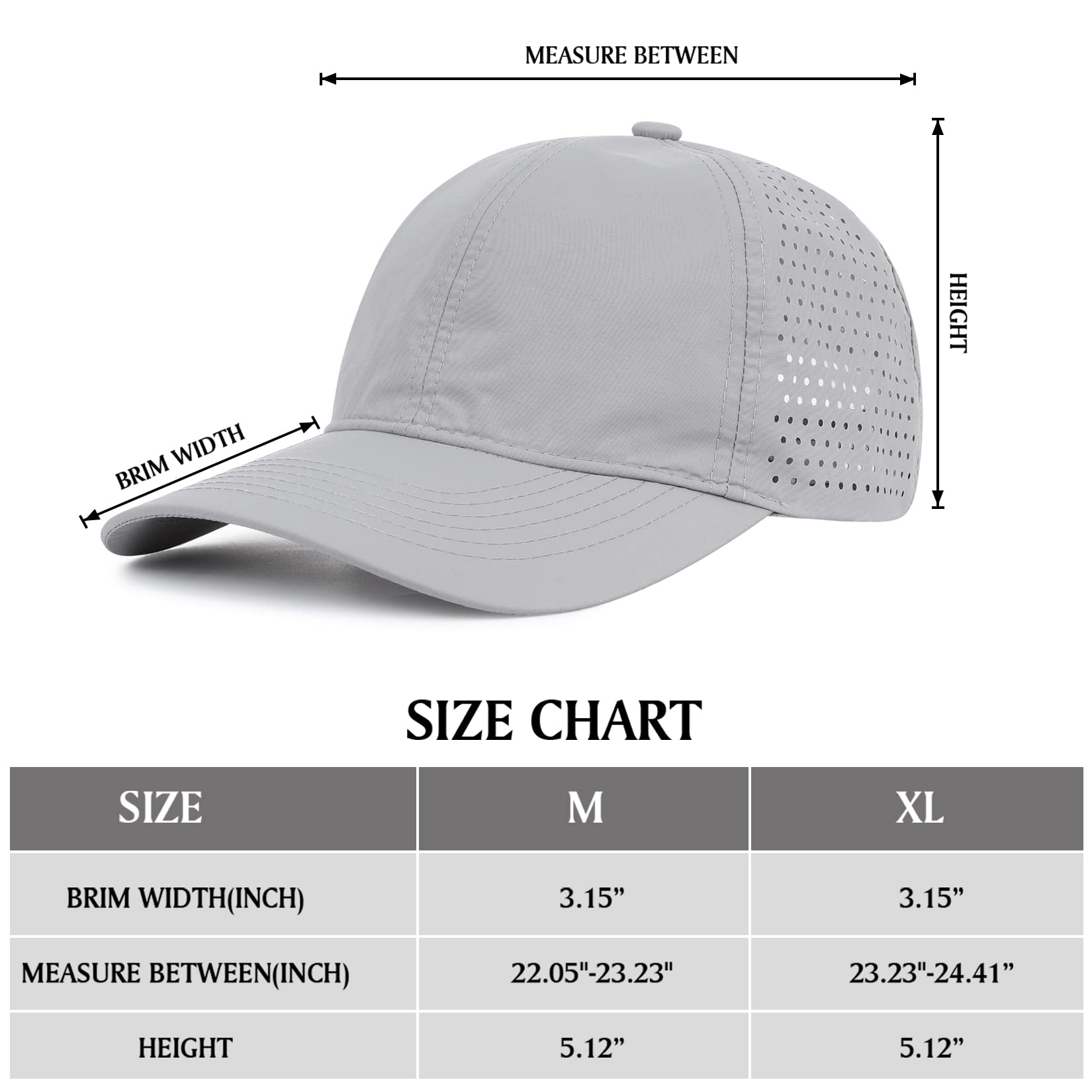 Komorebi Womens Baseball Cap High Ponytail Hat Quick Drying Mesh Trucker Hat Unisex Adjustable Running Hats Dad Hat Light Grey Medium
