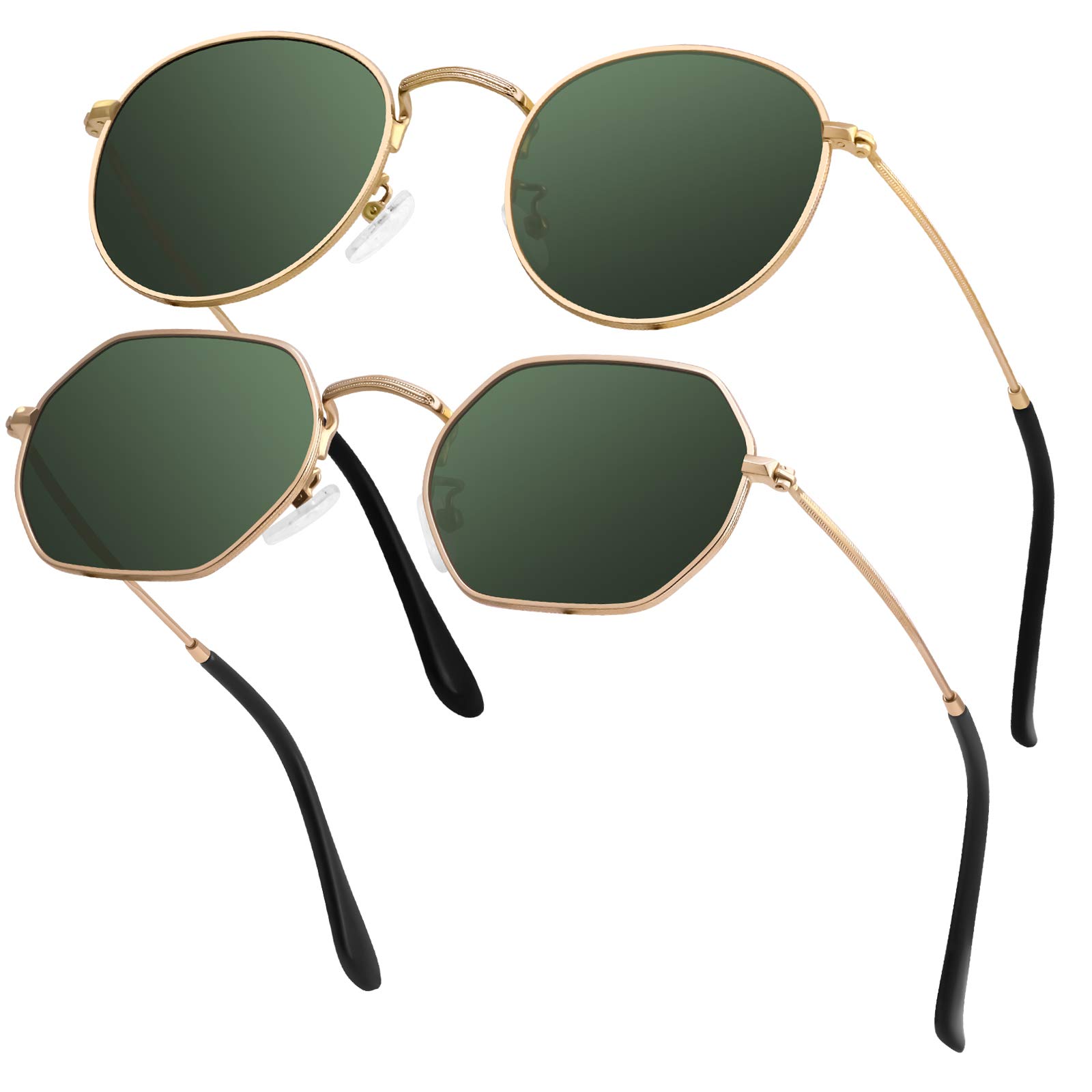 GRFISIA Small Round Polarized Sunglasses Women and Men Vintage Hexagon Square Sun glasses UV400 Protection