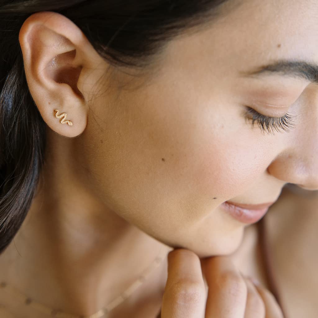 HONEYCAT Mini Snake Studs in Gold, Rose Gold, or Silver | Minimalist, Delicate Jewelry Rose Gold