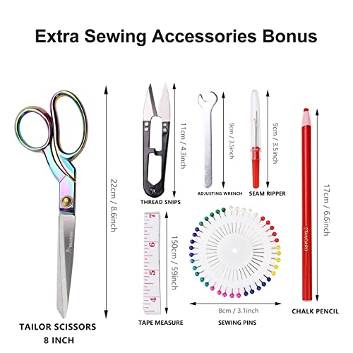 Talerluv Professional Sewing Fabric Scissors, Heavy Duty Sharp Tailor Haberdashery Shear with Fabric Pencil, Pins, Snips, Tape Measure, Seam Ripper for Cutting Leather Cloth Upholstery Dressmaking