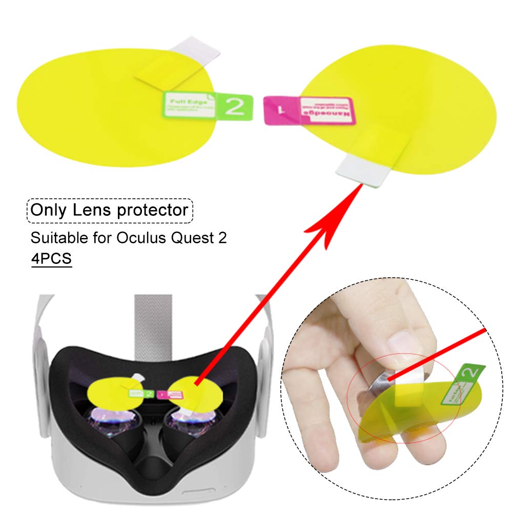 GEZICHTA 4pcs VR Lens Protective Film for Oculus Quest 2, Full Coverage HD Clear VR Lens Film,Anti-scratch,Blue Light Barrier