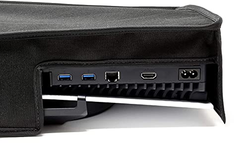 Wanty Black Nylon Dust Cover for PS5, Durable Dust Guard for DualSense 5 Console, Anti Scratch Waterproof Cover Sleeve for Horizontal PlayStation 5 Console