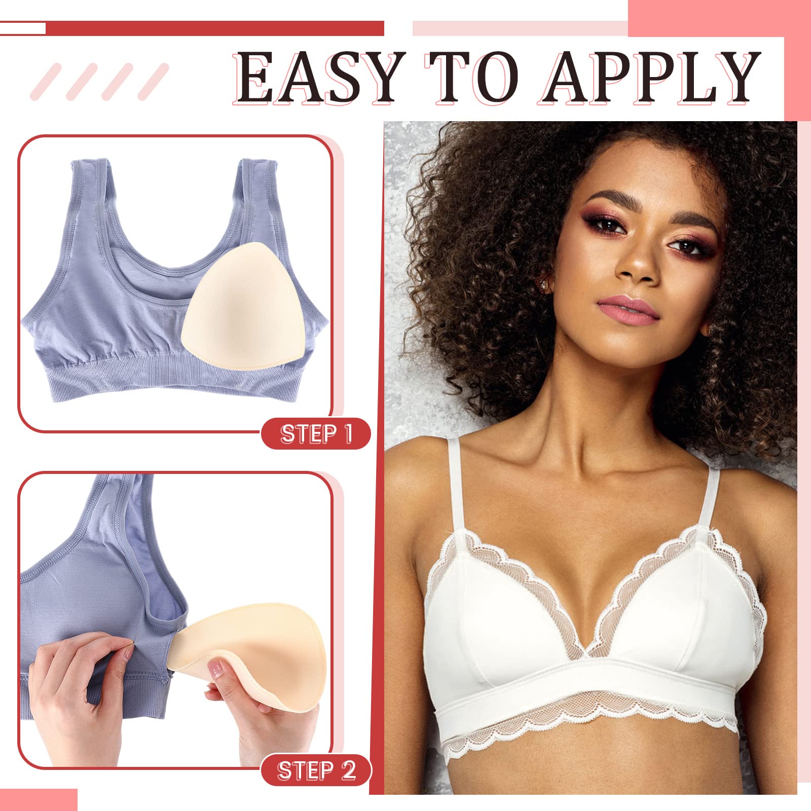 Handepo 50 Pairs Triangle Sports Bra Pads Inserts Removable and Washable Bra Cups Inserts Push Up Breast Bra Insert Pads for Bikinis Top Swimsuit Sport Bra Removable Bra Cup Inserts Pad