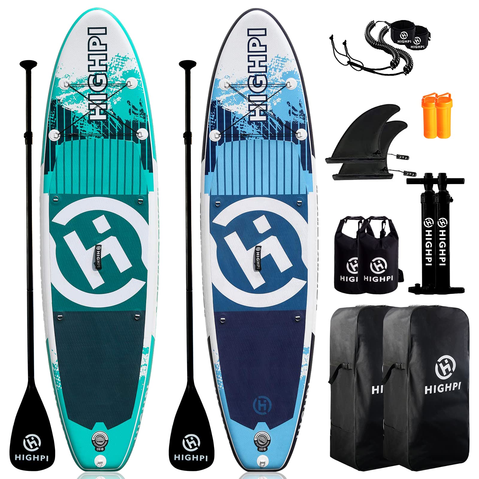 Highpi Inflatable Stand Up Paddle Board 10'6''x32''x6'' SUP with Accessories Backpack Anti-Slip Deck, Leash, Paddle and Hand Pump, Surf Paddle Boards for Youth & Adult