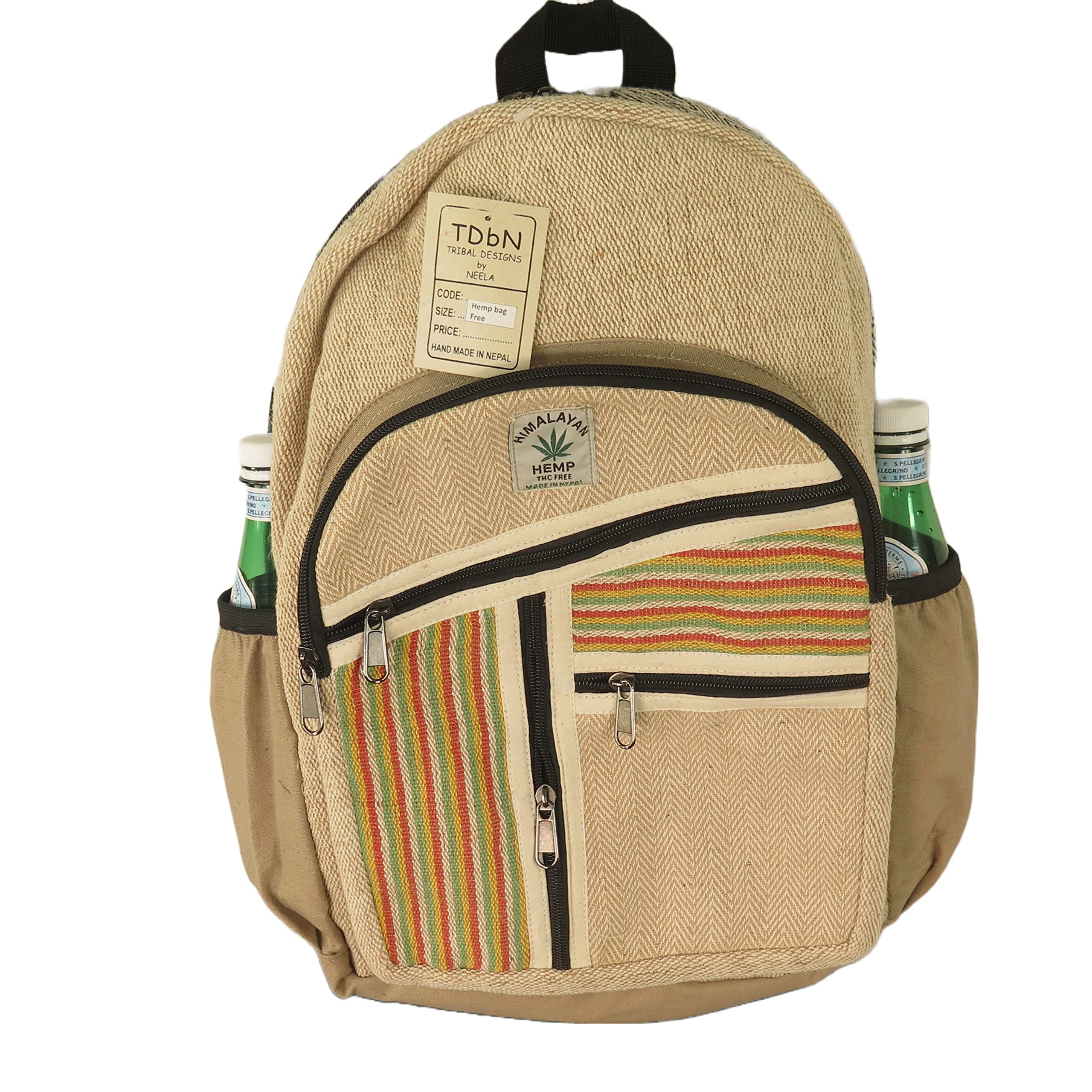 Hemp Backpack | Organic | THC Free | Eco Friendly | Free of Toxic Chemicals | Large | Natural | 3361 |ॐ
