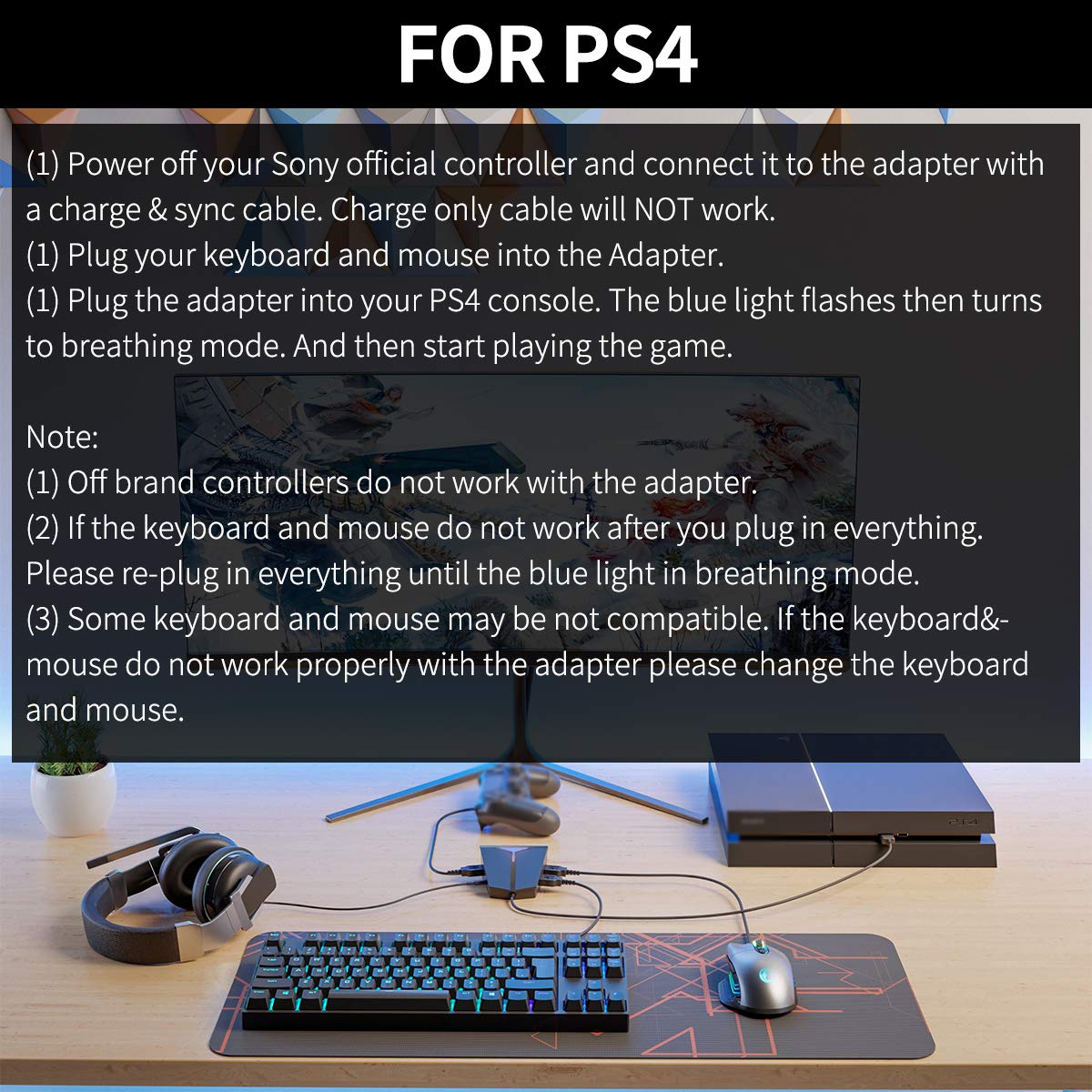 IFYOO KMAX2 Game Console Keyboard and Mouse Adapter Converter for PS4 / Xbox One/Switch - Compatible with Fortnitee/PUBG/Rainbow Six Siege and Other Shooting Games