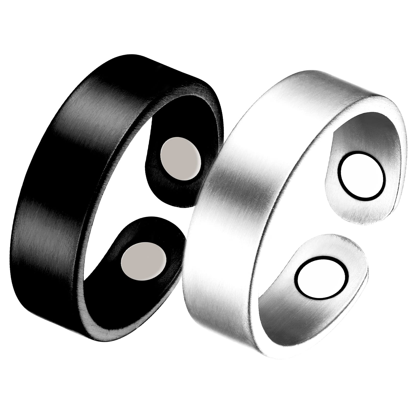 Jecanori 2PCS Copper Rings for Women Men,Magnetic Copper Ring,Christmas Jewelry Gift with Ring Box,Ring(Uncoated Sleek)