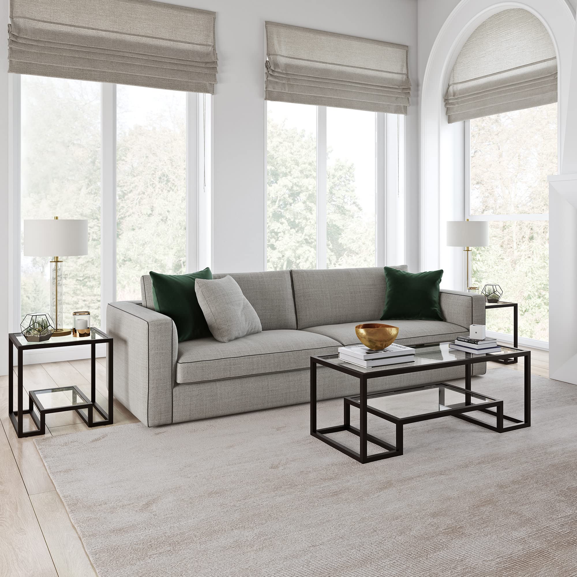 Henn&Hart 22" Wide Square Side Table in Satin Nickel, Table for Living Room, Bedroom
