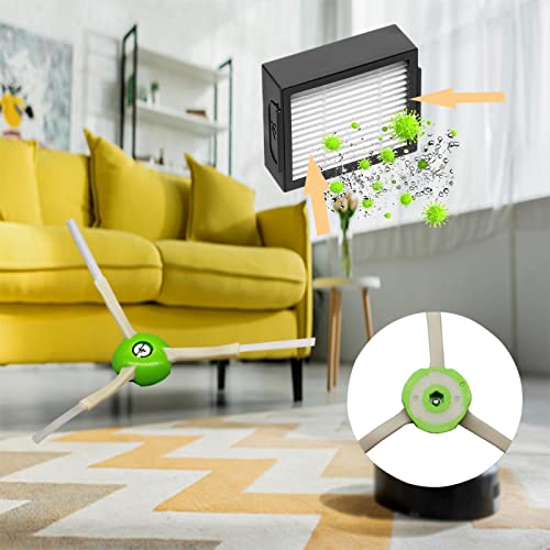 Replacement parts accessories compatible with irobot Roomba i3 i3+ i4 i6 i6+ i7 i7+ i8+/Plus E5 E6 E7 I, E&J series vacuum cleaner, 1 set multi-surface rubber brushes, 3 air filters & 3 side brushes.