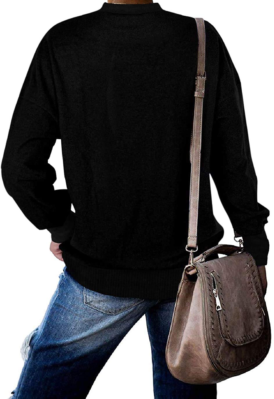 Hount Long Sleeve Shirts for Women Casual Pullover Sweatshirts Loose Fall Tunic Tops Blouses (X Large, Brown)