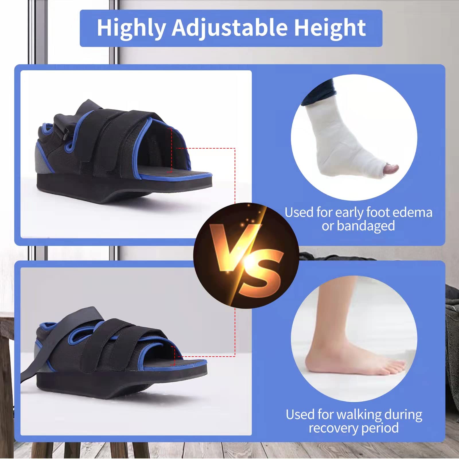 GHORTHOUD Post op Shoe for Broken Toe Lightweight Shoes Medical Orthopedic Foot Brace Off-loading Healing shoe for Foot Surgery (Medium)