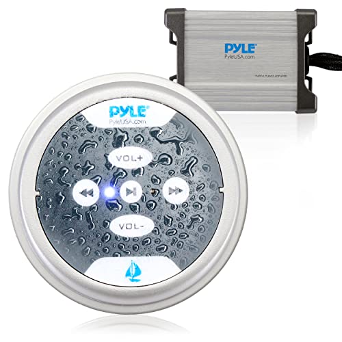 Waterproof Bluetooth Marine Amplifier Receiver - Weatherproof 2 Channel Wireless Amp for Stereo Speaker with 600 Watt Power, Wired RCA, AUX and MP3 Audio Input Cable - Pyle PLMRMBT5S (Silver)
