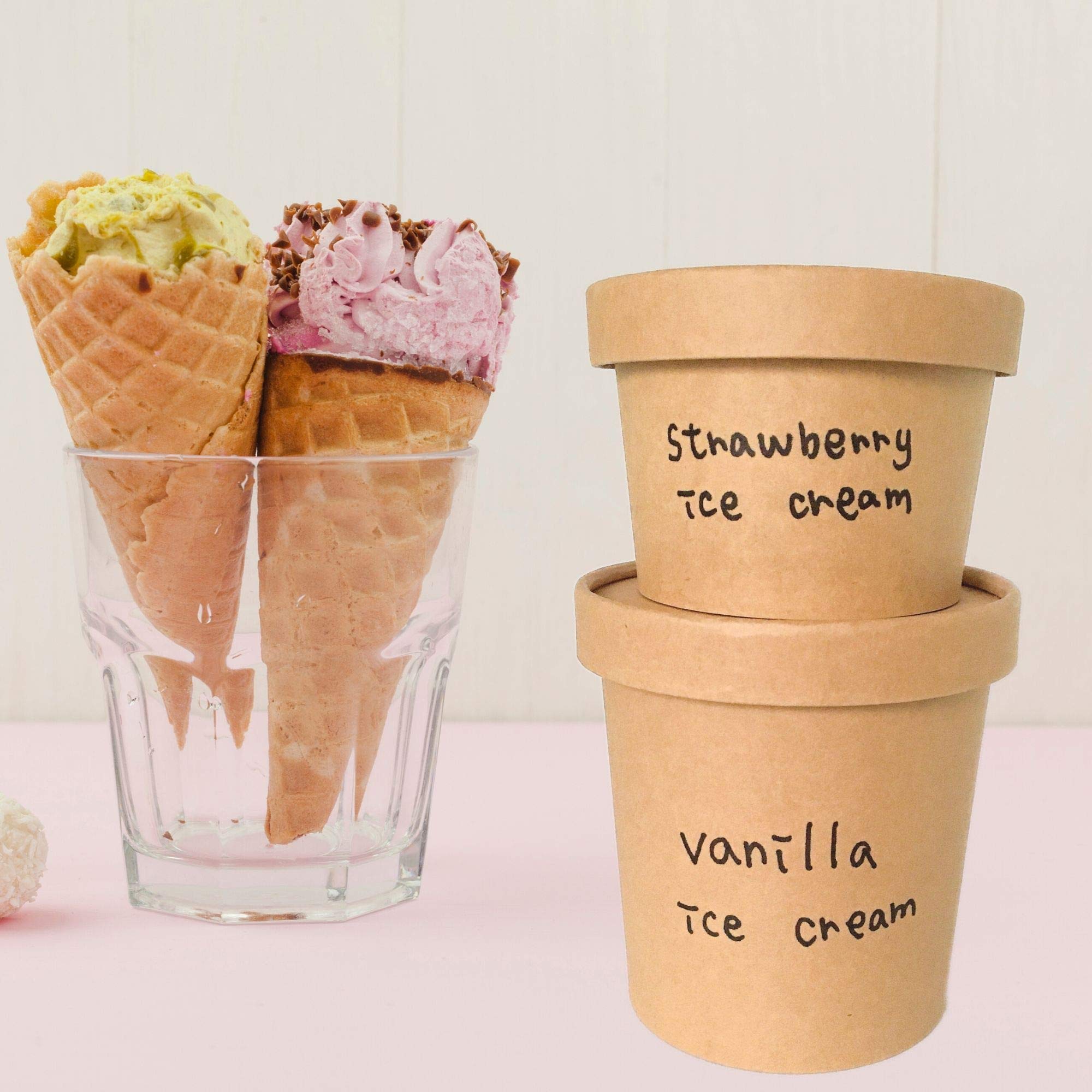 Heavy Duty Soup Containers, Ice Cream Bowls with Lids - 40 Pack 8 oz - Ice Cream Containers with Lids Ice Cream Cups with Lids Freezer Containers Disposable Dessert Bowls with Lids Soup Cups