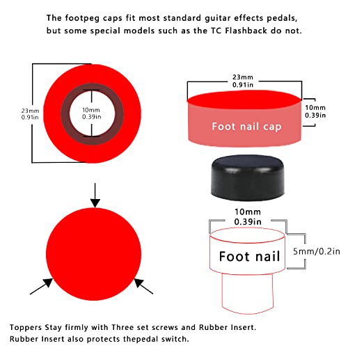 Ghost FIRE Guitar Effect Pedal Footswitch Foot Nail Cap Pad Cover Aluminum Tools Parts Foot Switch Toppers Knob Accessories (Silver)