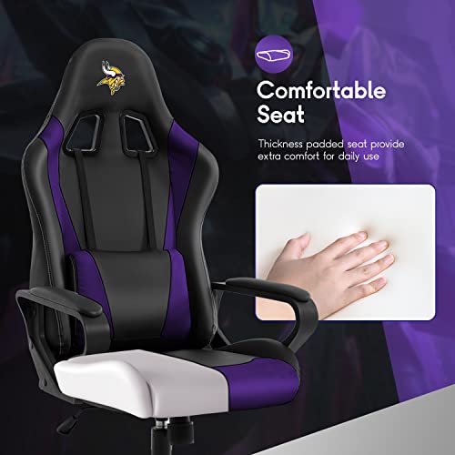 Gaming Chair Office Chair High Back Racing Computer Chair Task PU Desk Chair Ergonomic Swivel Rolling Chair with Lumbar Support for Home Office (Black, NYG)