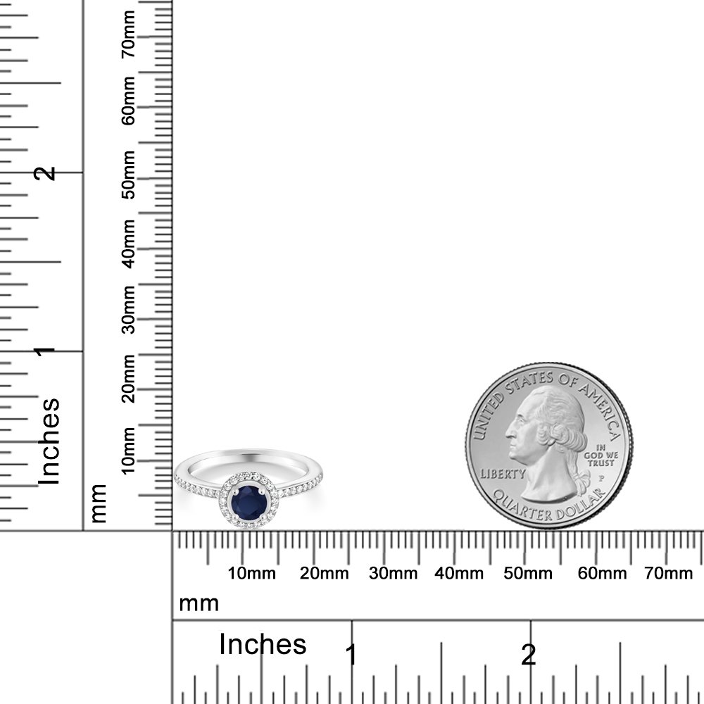 Gem Stone King 925 Sterling Silver Blue Sapphire Engagement Ring For Women (0.79 Cttw, Gemstone Birthstone, Available in size 5, 6, 7, 8, 9)