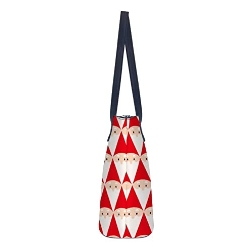 Geometric Santa Pattern Women's Tote Bag PU Leather Shoulder Bag Handbags Purse For Work Shopping Travel