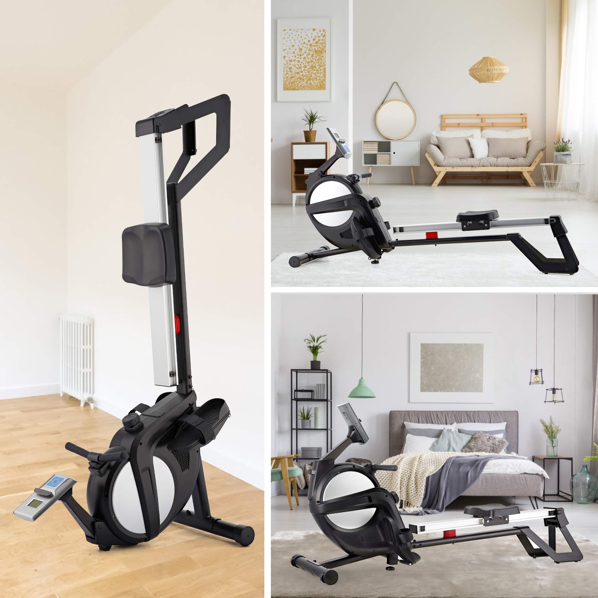 HouseFit Rowing Machines for Home use 300Lbs Weight Capacity Magnetic Resistance Row Machine Exercise with LCD Display and iPad Phone Mount