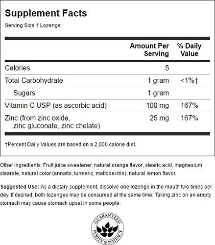 Swanson Zinc & Vitamin C Lozenges 25/100 Milligrams 200 Lozenges