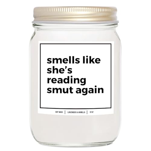 YouNique Designs Smut Candle 8oz - Smut Book Lovers Gifts - Smutty Book Lovers Gifts Ideas, Funny Smut Reader Gifts - Smut Gifts, Smutty Book Gifts - Smut Book Merch (Lavender & Vanilla)