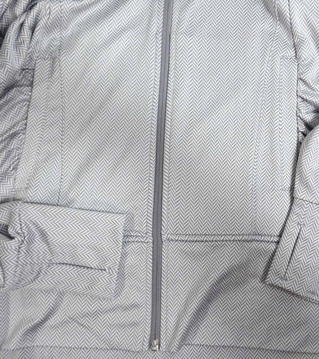 GGEZ Mondetta Women's Long Jacquard Hooded Knit Jacket (Gray/White Herringbone, X-Large)