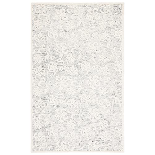 Safavieh Metro Collection Area Rug - 8' x 10', Grey & Ivory, Handmade Wool, Ideal for High Traffic Areas in Living Room, Bedroom (MET853F)