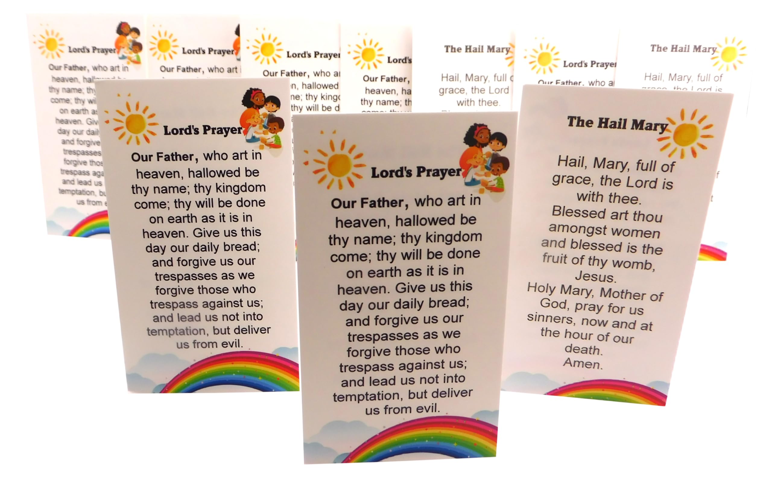 Westmon Works The Hail Mary and Our Father Lords Prayer Childrens Holy Cards Bulk Classroom Pack, Set of 24