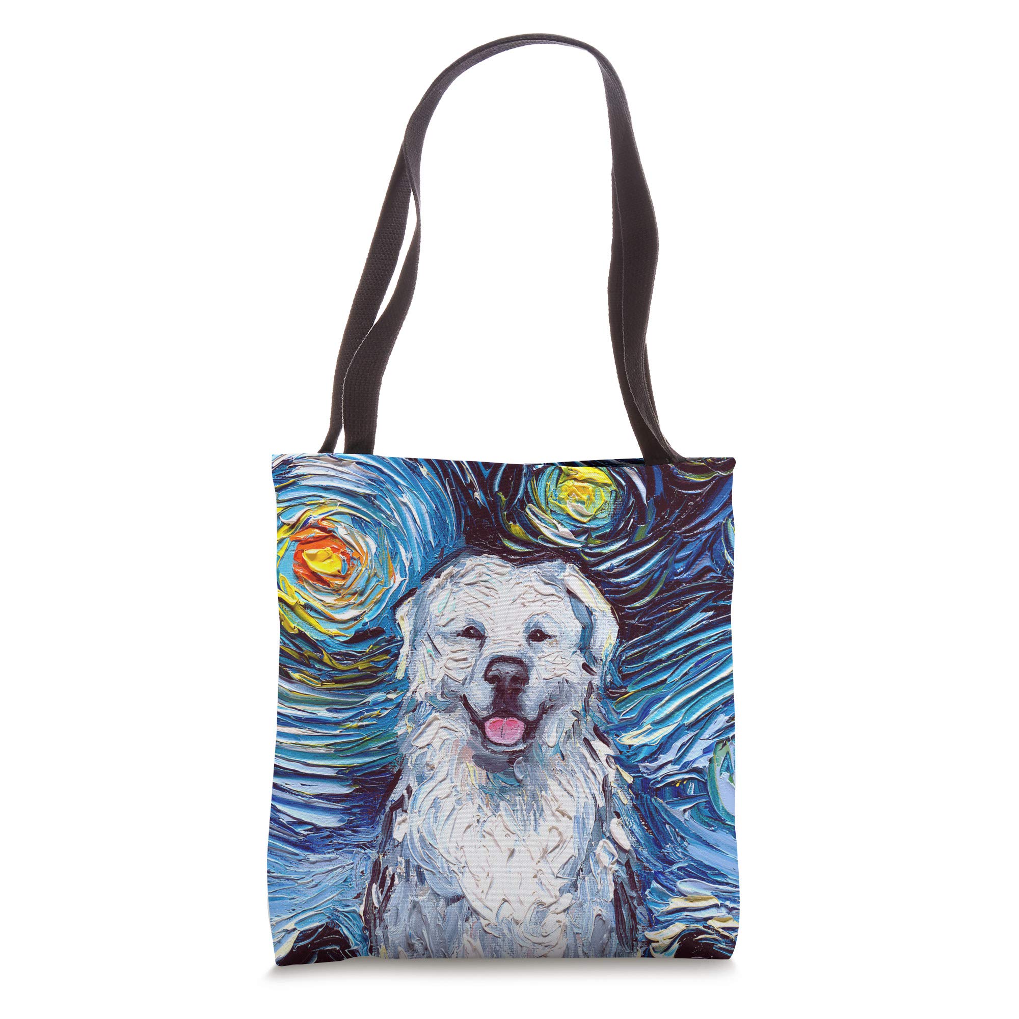 Great Pyrenees Full Version Starry Night Dog Art by Aja Tote Bag
