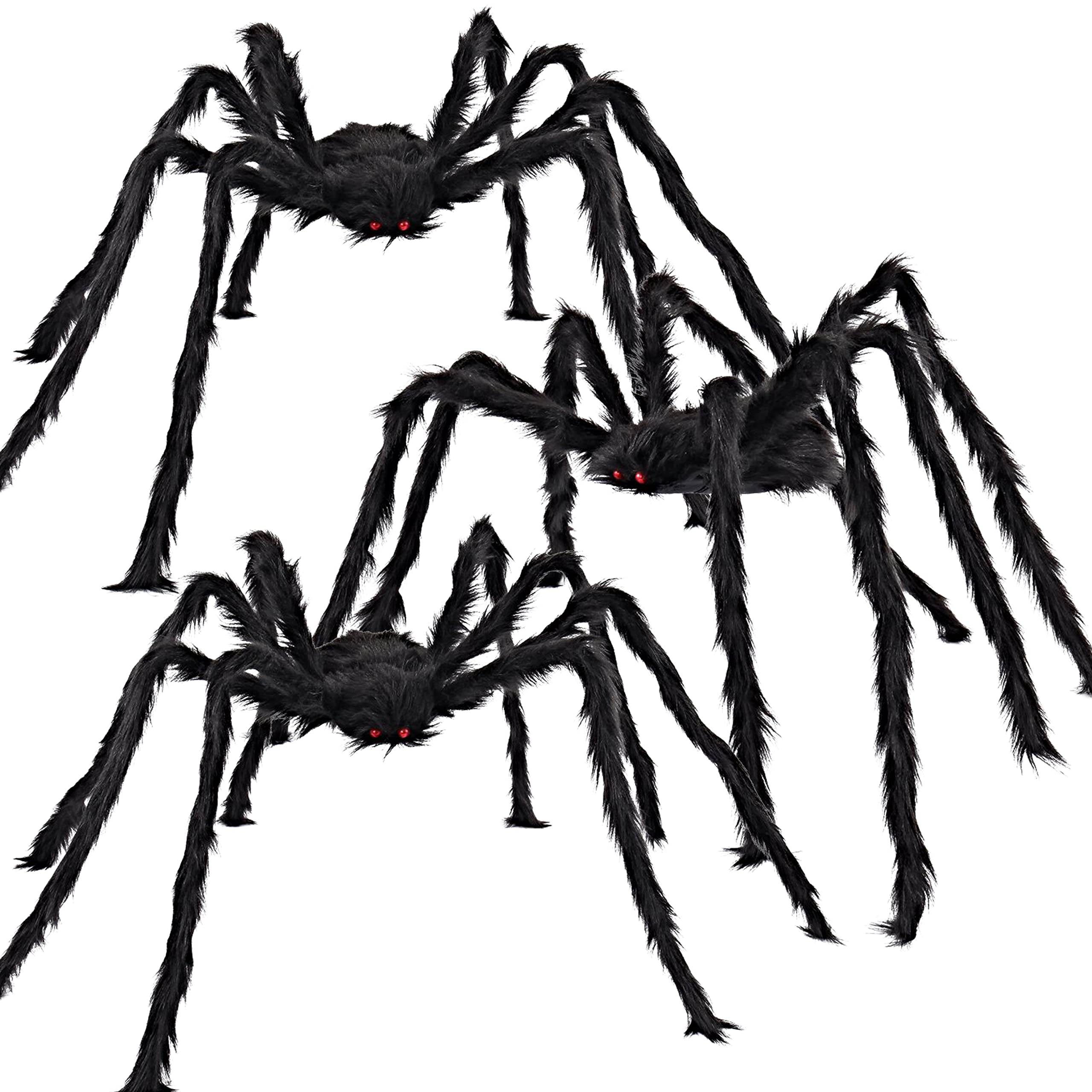JOYIN 3 Pack 5ft Halloween Realistic Hairy Spiders, 63'' Halloween Outdoor Decorations Scary Spiders with Giant Size for Indoor and Outdoor Decorations